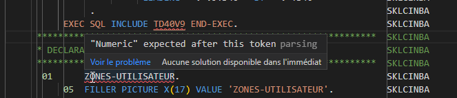 Error Copybook xxx contains the following error : "ERROR_TOKEN" unexpected tokens ignored ...