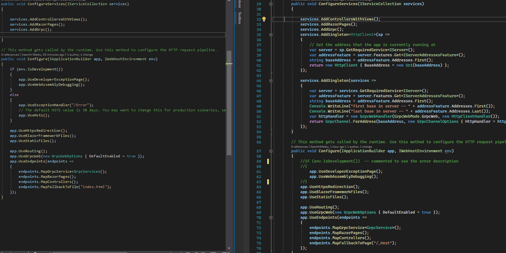 Blazor Web assembly project with prerendering and accessing data through Grpc is not running in ...