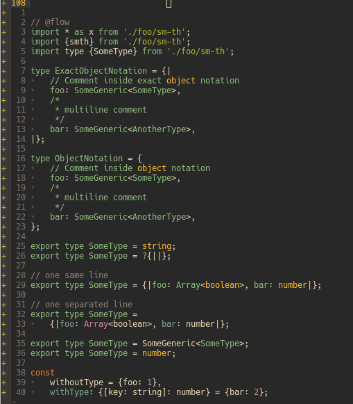 FlowType syntax breaks on nullable types · Issue #901 · pangloss/vim-javascript · GitHub