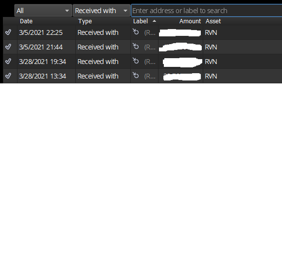 GUI: Transactions view, width of columns and filtering. · Issue #905 · RavenProject/Ravencoin ...