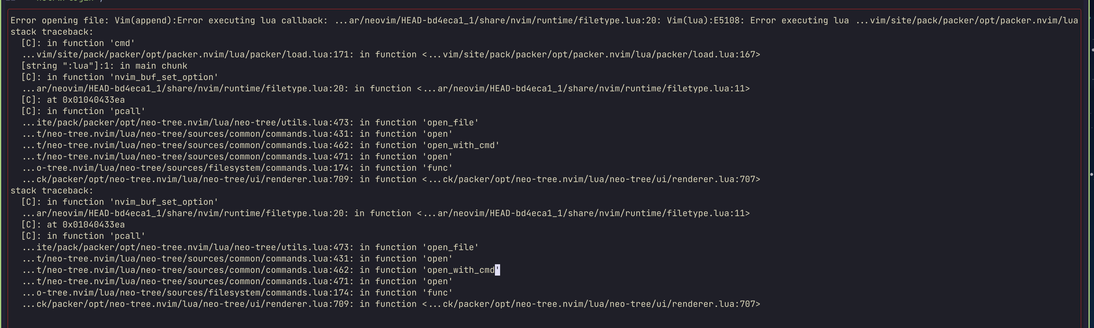 Error When Run Neo Tree Branch 2x On Neovim Nightly · Issue 516 · Nvim Neo Treeneo Treenvim 6562
