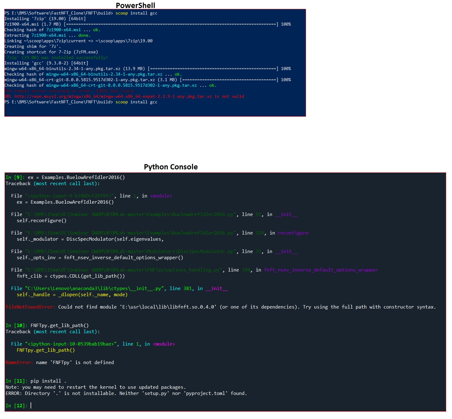 Failed attempts in performing simulations using NFDMLab in Windows7 environment · Issue #2 ...