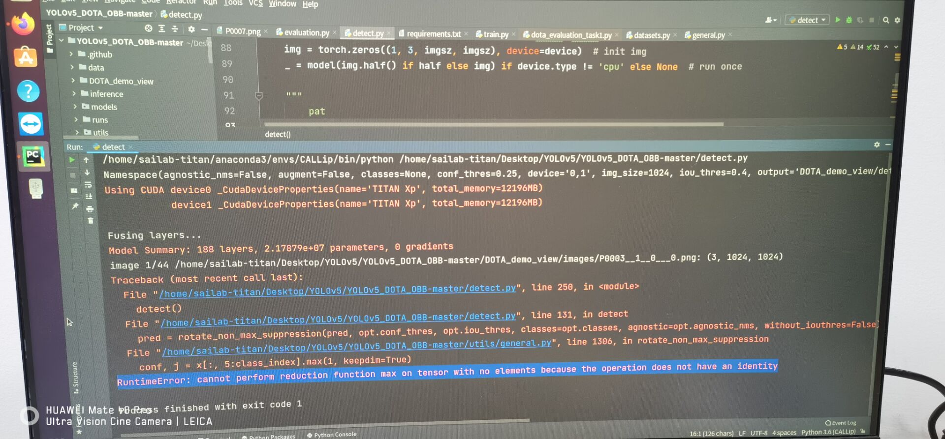 在运行detect.py代码时遇到error · Issue #110 · hukaixuan19970627/yolov5_obb · GitHub