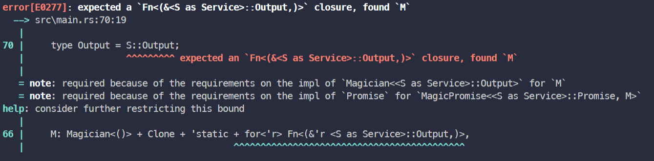 Compiler suggests restricting bound to only blanket impl for trait instead of just the trait ...
