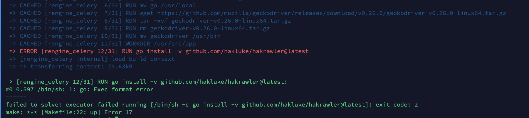 Error while installation (hakrawler) · Issue #691 · yogeshojha/rengine · GitHub