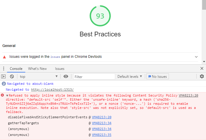 tap-targets causes CSP violation by injecting style sheet · Issue ...