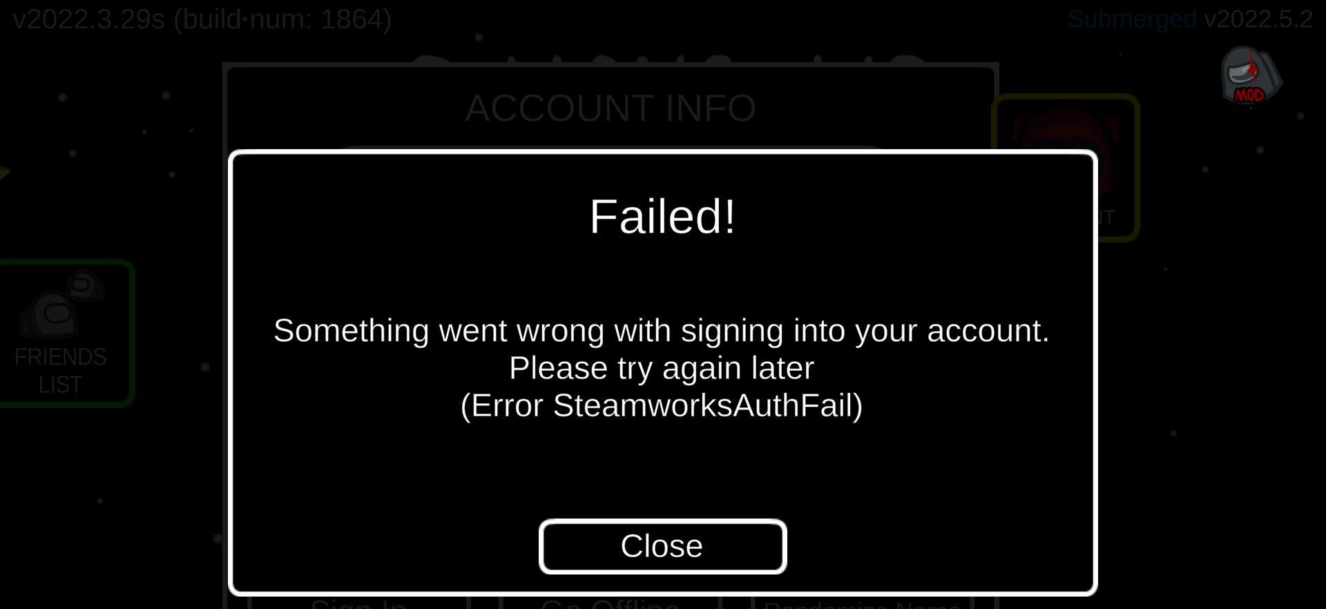 Cannot connect to steam account · Issue #11 · SubmergedAmongUs/Submerged · GitHub