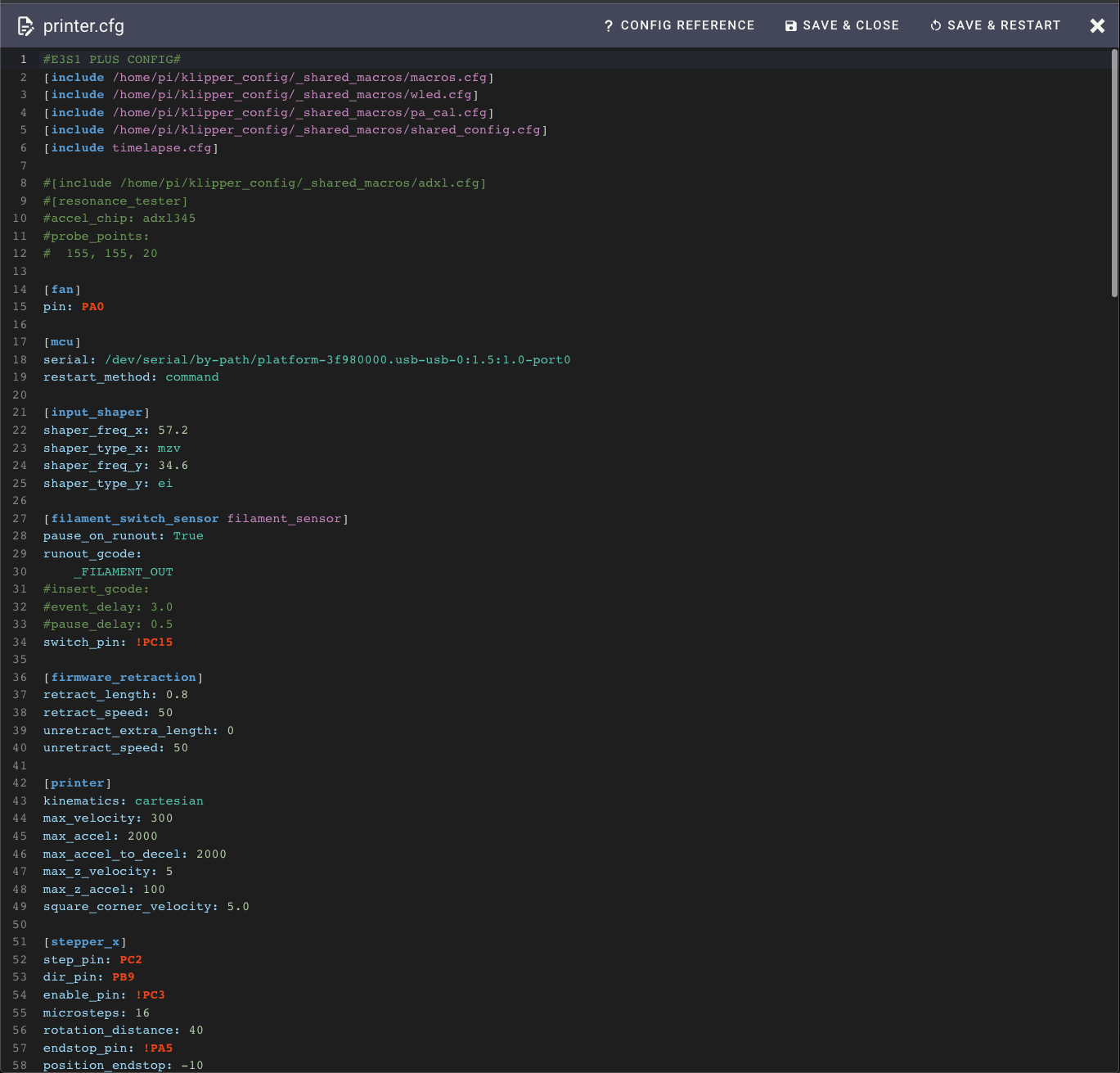 Printer name header when using code editor. · Issue #985 · mainsail-crew/mainsail · GitHub