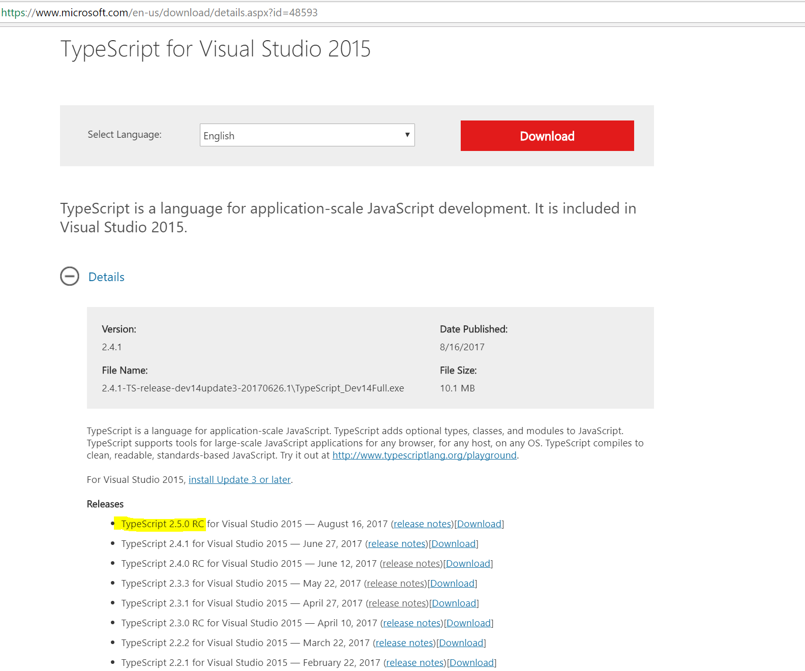 Wrong Links In Typescript 25 Rc Release · Issue 17880 · Microsofttypescript · Github