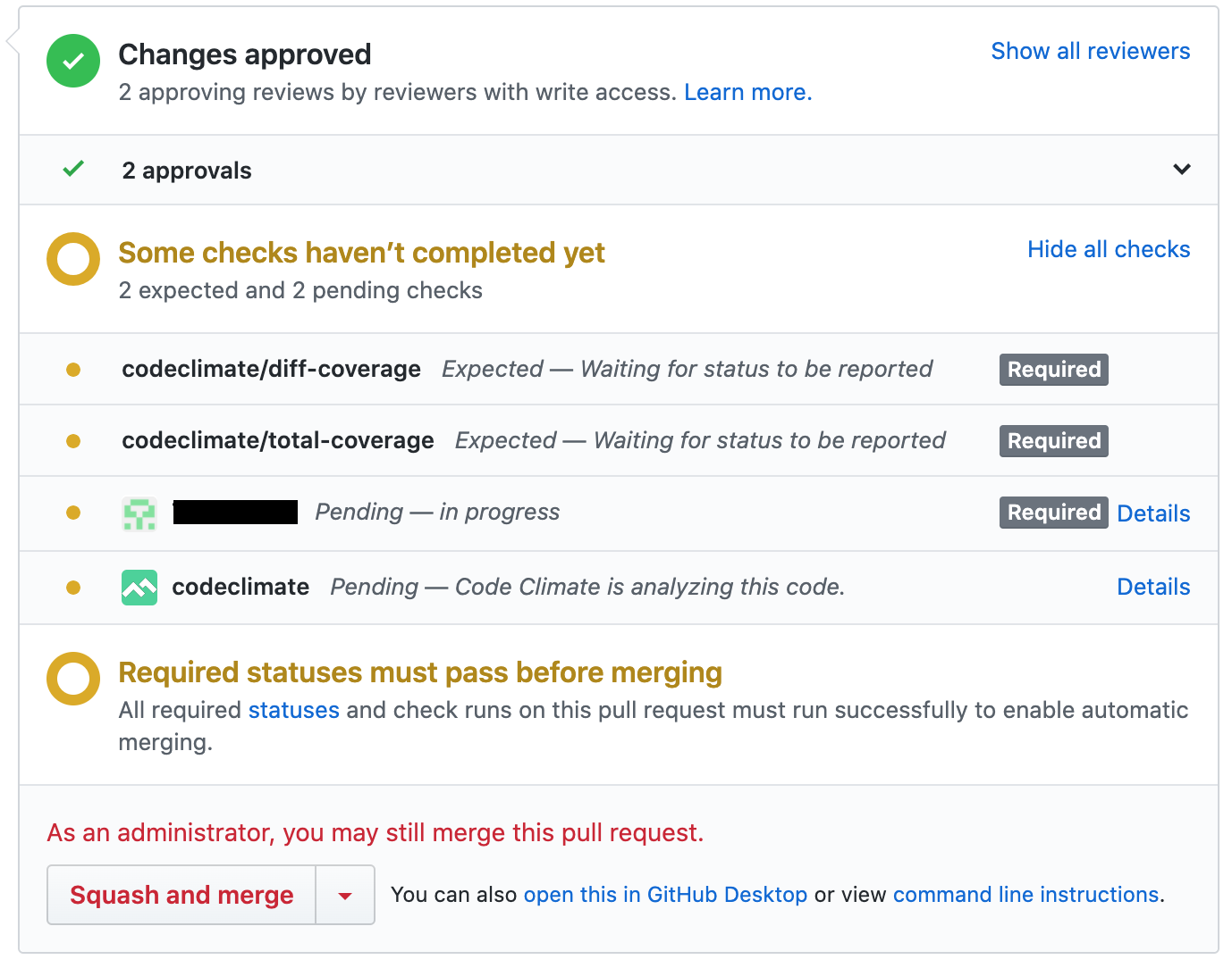 Wait for status checks to pass if branch protections are enabled ...