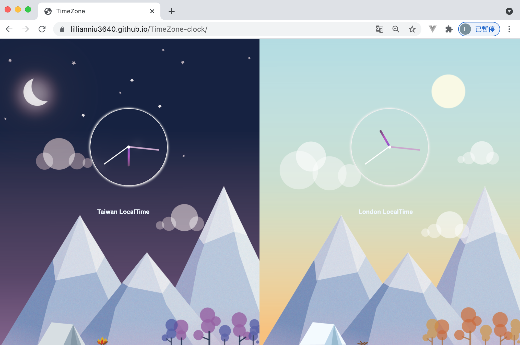 GitHub - Lillianniu3640/TimeZone-clock: analog clock in Taiwan & London ...