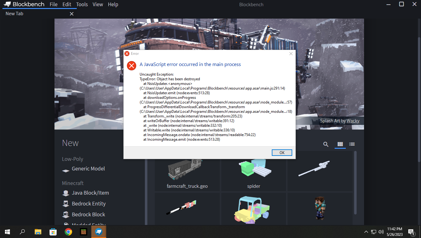 Got An Error While Updating Blockbench · Issue 1889 · Jannisx11