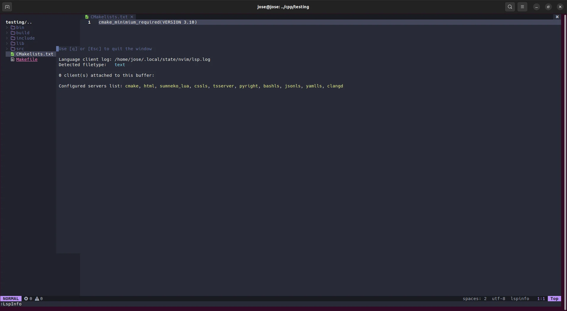 Issue with cmake-language-server lsp when working with cmake files · Issue #2406 · neovim/nvim ...