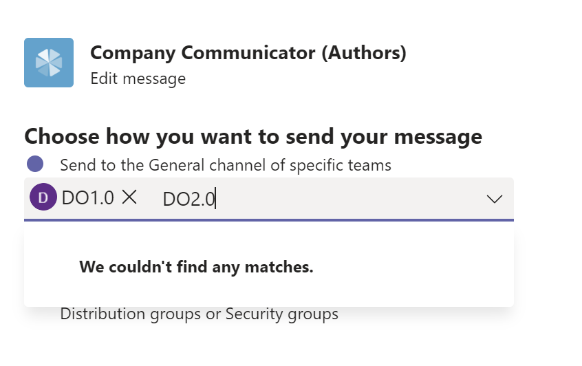 We couldn't find any matches - Company Communicator (Authors) · Issue ...