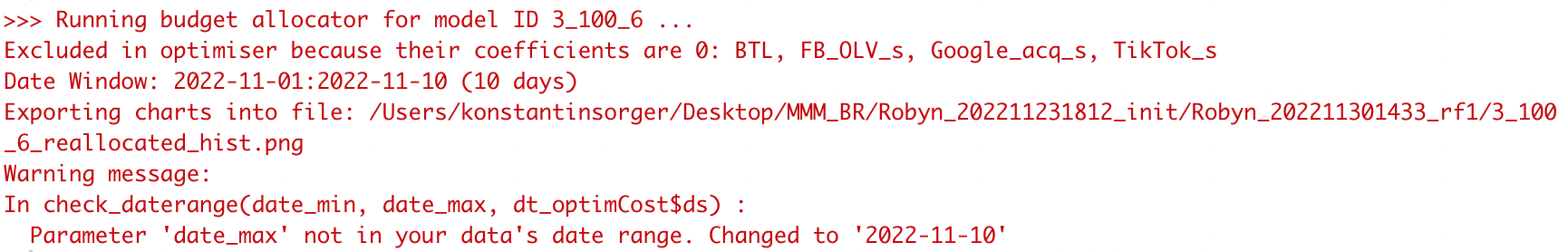Budget allocator for refreshed model not updating with new time period - · Issue #553 ...