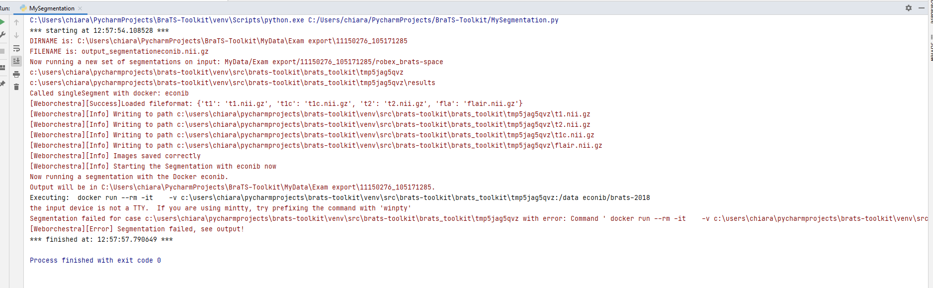 Preprocessing and segmentation via Pycharm · Issue #8 · neuronflow/BraTS-Toolkit · GitHub