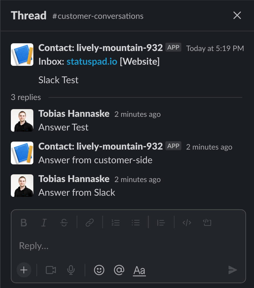 Missing slack messages from chat widget · Issue #4397 · chatwoot/chatwoot · GitHub