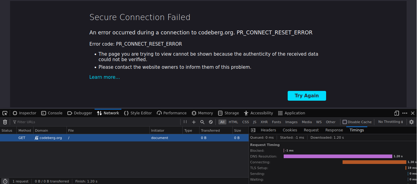 unable to access codeberg [solved: IPv6] · Issue #1610 · arkenfox/user.js · GitHub