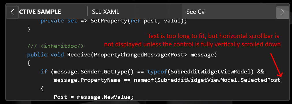 [Question] MarkdownTextBlock horizontal scrolling · Issue #4109 · CommunityToolkit ...