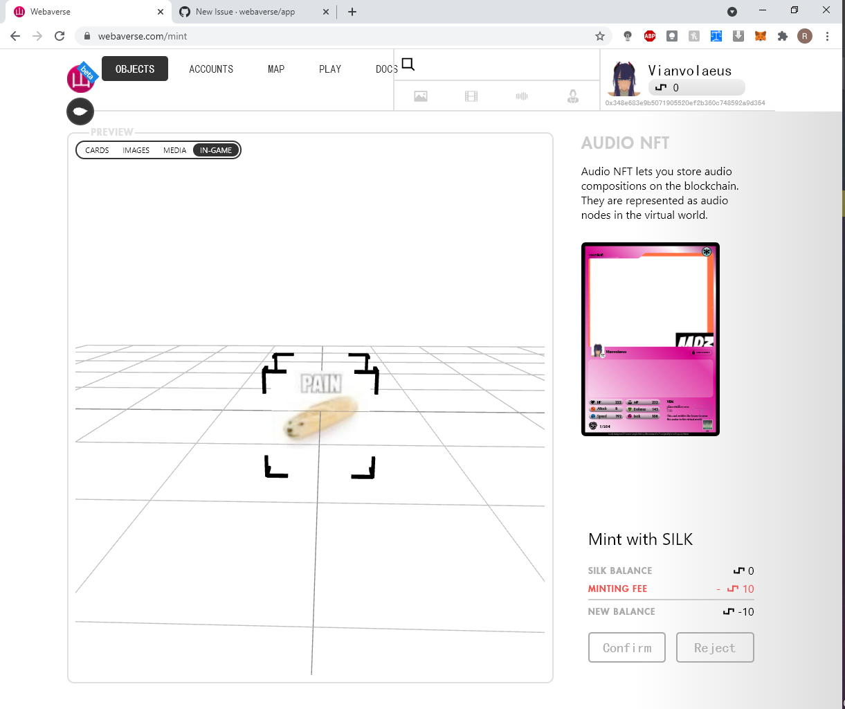 FE: IN-GAME section of minting frontend showing incorrect object · Issue #1195 · webaverse/app ...