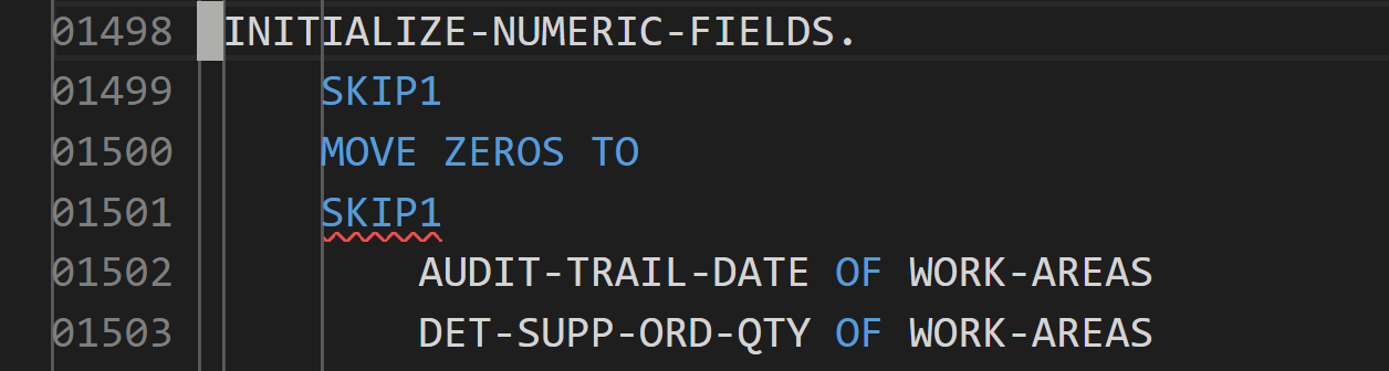 COBOL Compile Directives (SKIP1) "ERROR_TOKEN" unexpected tokens ignored parsing · Issue #307 ...