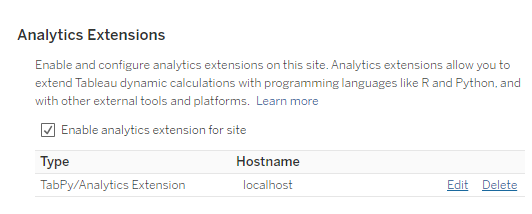 Issues with Enabling Extension on Tableau Server 2020.3.1 · Issue #489 · tableau/TabPy · GitHub