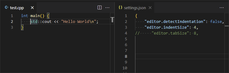 Toggle Line Comment should ignore editor.tabSize and only use editor ...