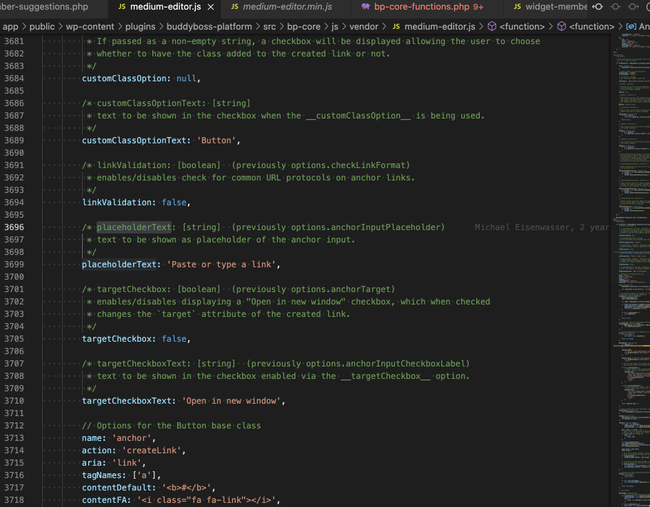 Medium JS with some text like the placeholders are hardcoded and its ...