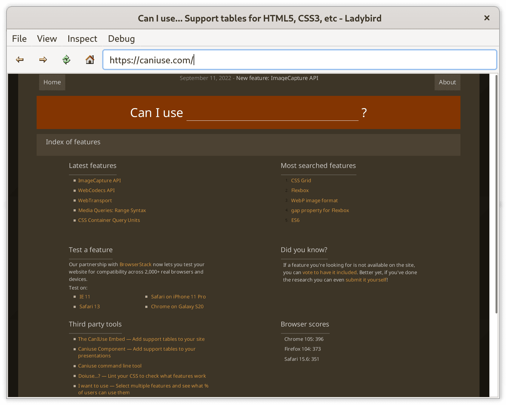 Add Ladybird / SerenityOS browser to browser list · Issue #6447 · Fyrd/caniuse · GitHub