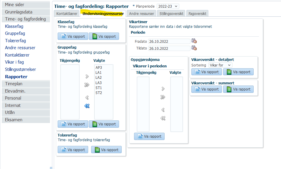 Rapporter | iSkole - skoleadministrativt system