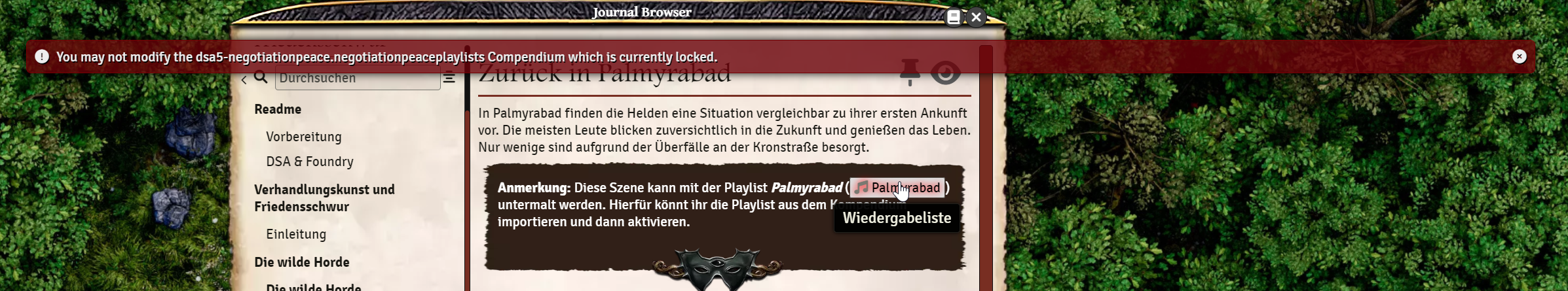 [VuF] Playlist Links verweisen aufs Kompendium · Issue #1224 · Plushtoast/dsa5-foundryVTT · GitHub