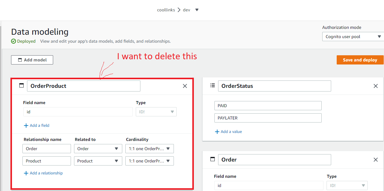 Unable To Delete Data Model From Amplify Admin And After Delete Some