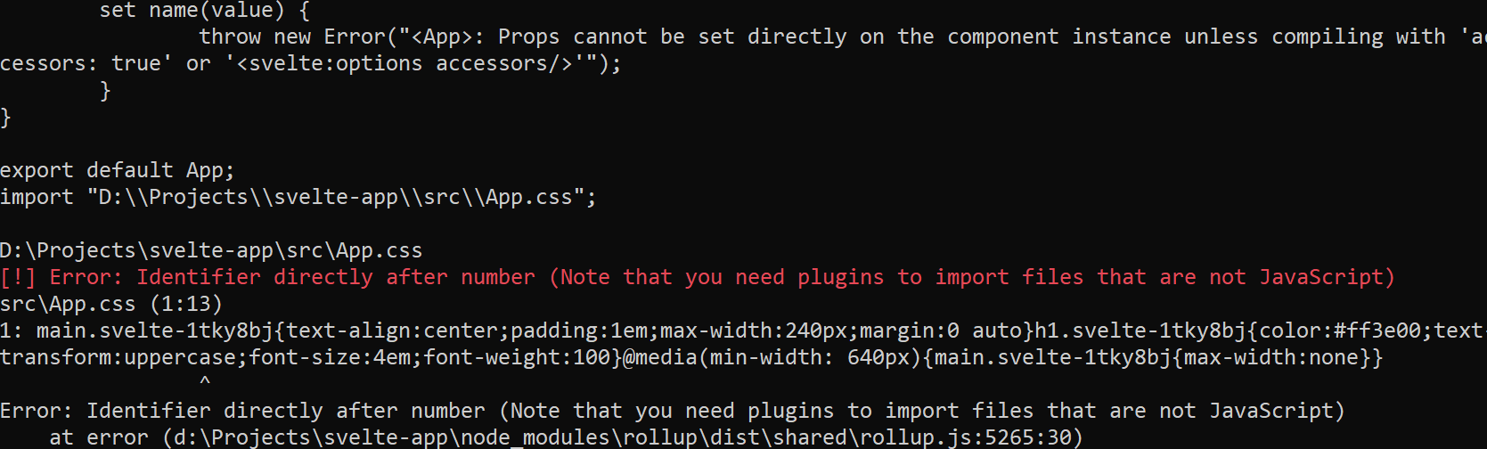 Error: Identifier directly after number (Note that you need plugins to import files that are not ...