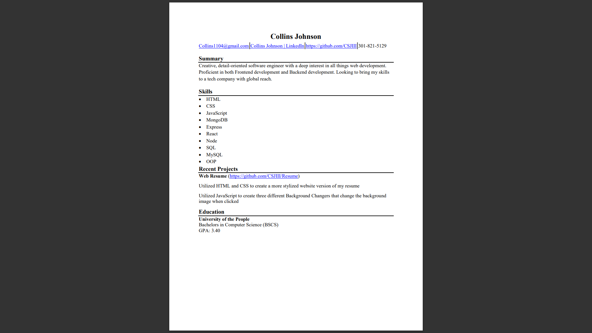 GitHub - CSJIII/Old-Resume: This Repository contains the website ...