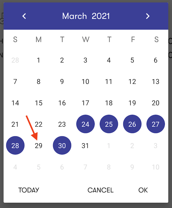 Range date picker bug · Issue #373 · Applandeo/Material-Calendar-View ...