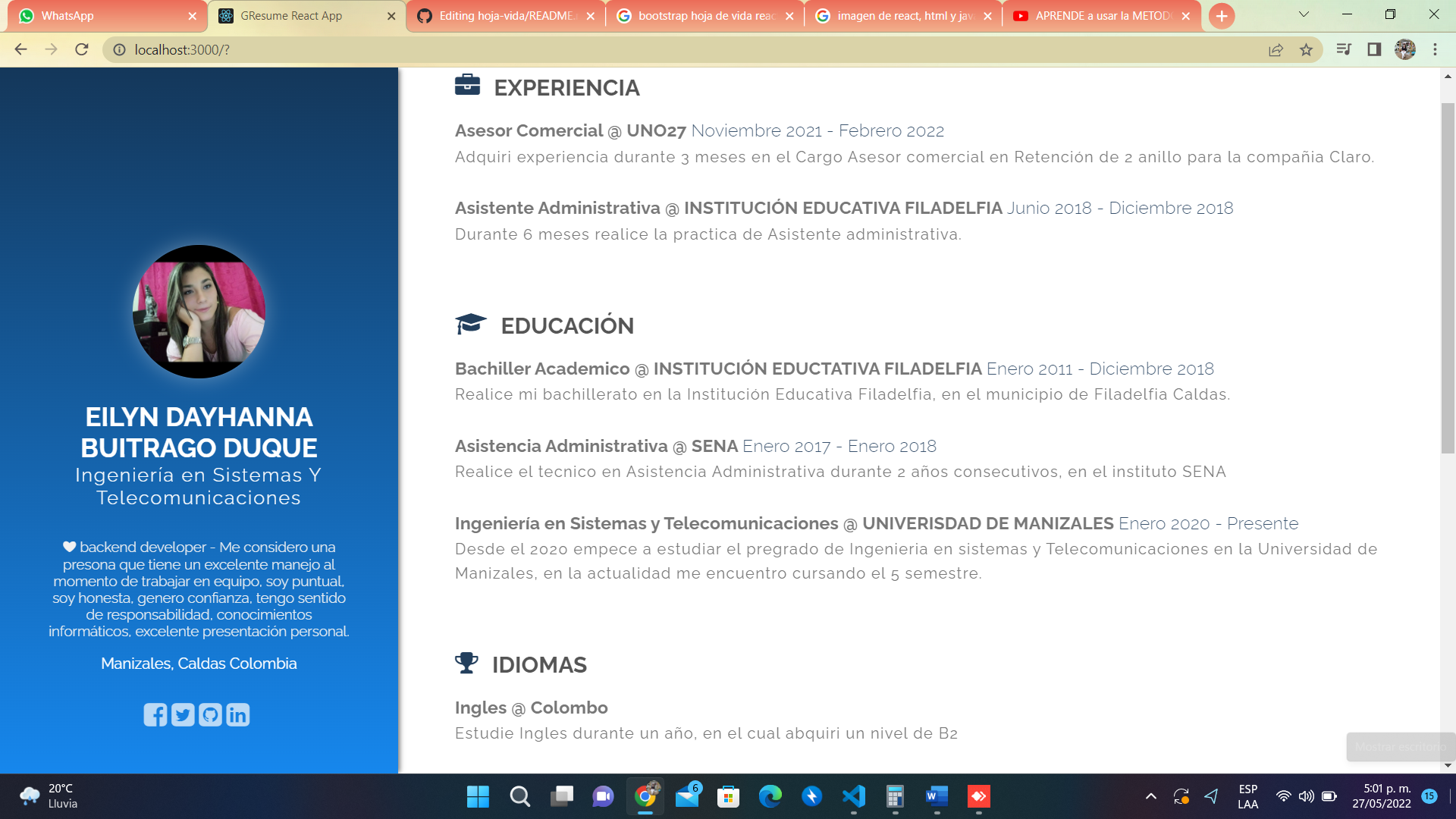 GitHub - EilynBuitrago/hoja-vida