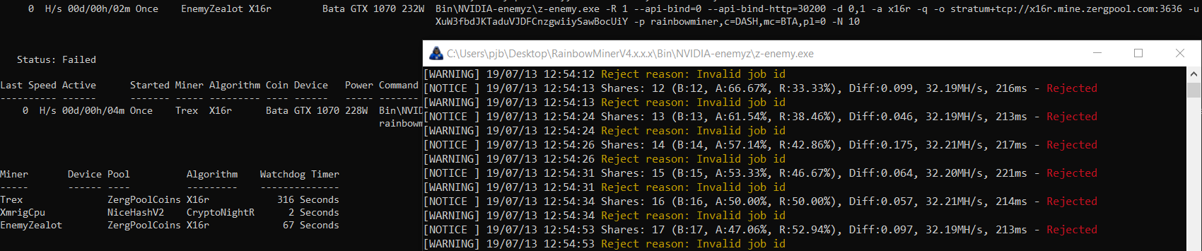 Zergpool X16R gets rejected shares on both Trex and Z-enemy · Issue ...
