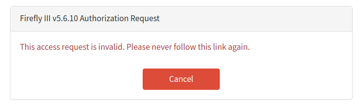 Data importer keeps returning "This access request is invalid. Please never follow this link ...