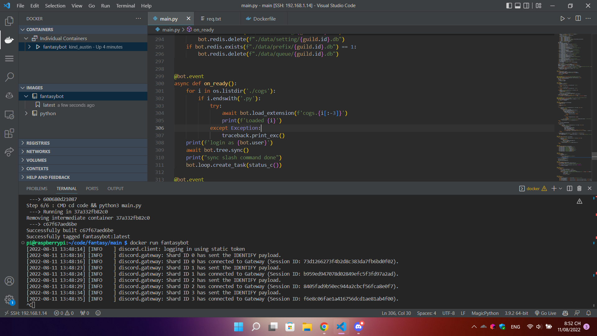 Docker Onready Error · Issue 8325 · Rapptzdiscordpy · Github 