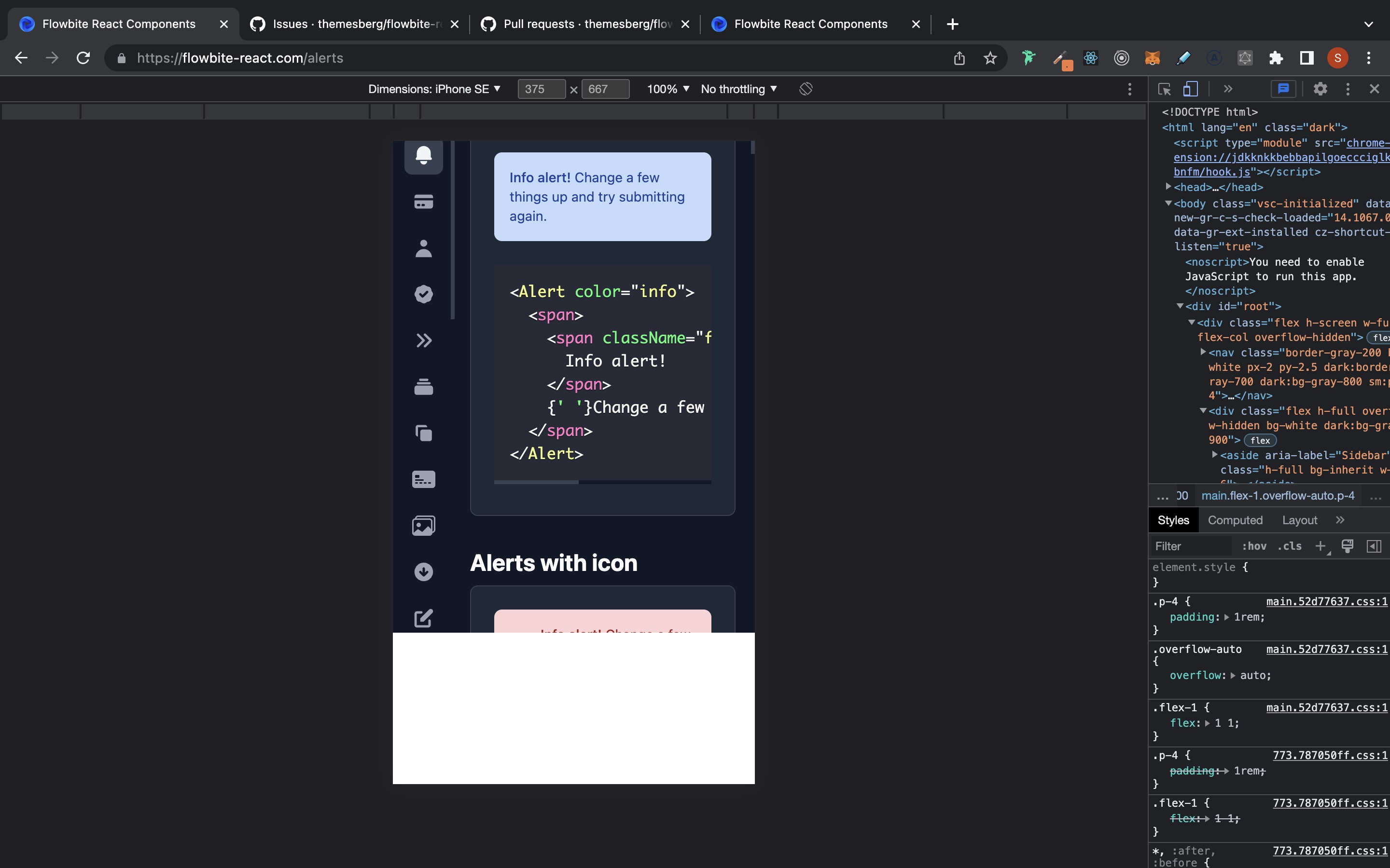 Extra scroll bar causing extra space · Issue #270 · themesberg/flowbite-react · GitHub