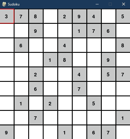 GitHub - yuvaldadon/BacktrackingSudoku: Backtracking algorithm for sudoku game, built using Python
