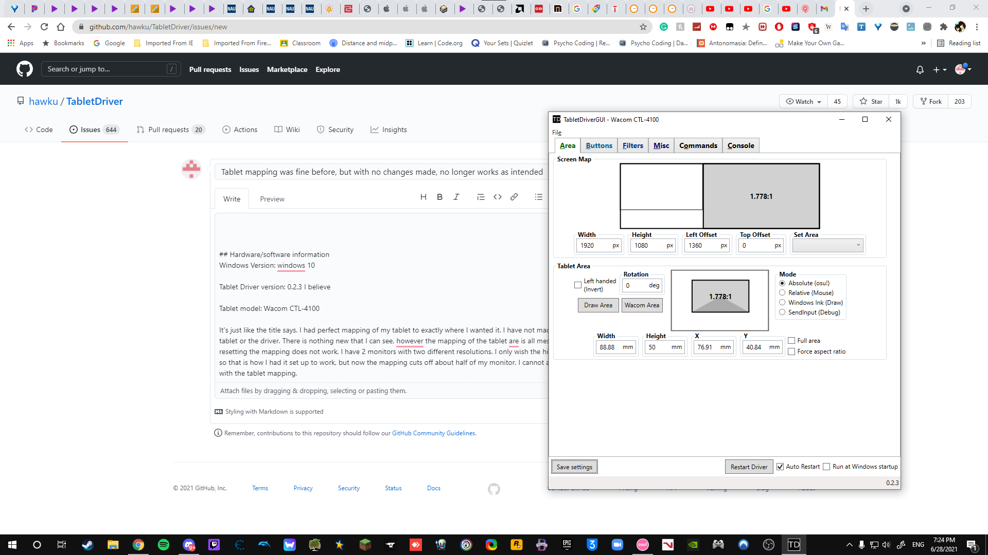 Tablet mapping was fine before, but with no changes made, no longer ...