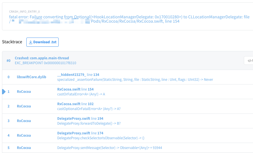 A crash get into RxSwift on DelegateProxy. · Issue #1492 · ReactiveX/RxSwift · GitHub