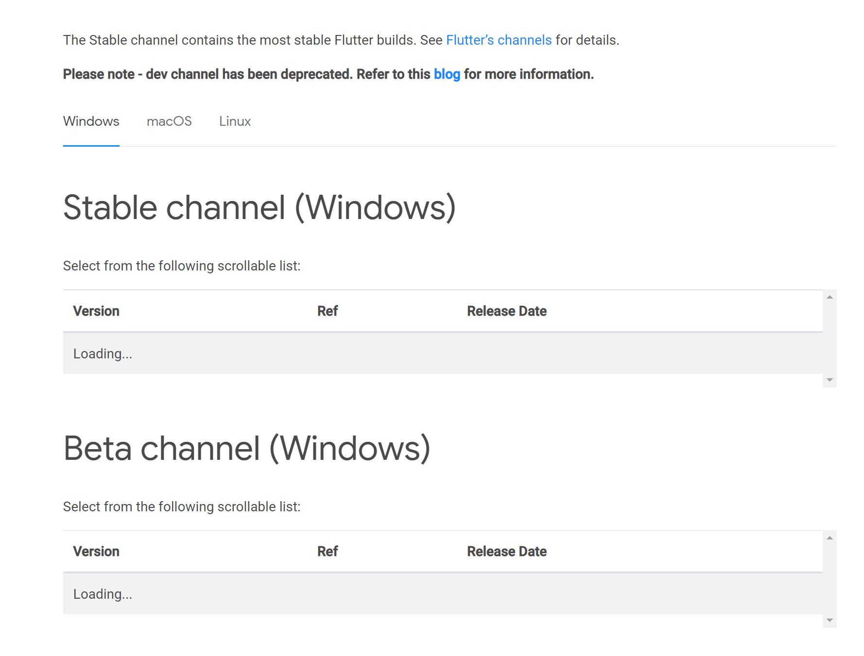 [PAGE ISSUE]: 'Flutter SDK releases' · Issue #6622 · flutter/website · GitHub