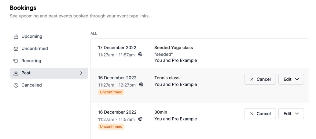 [CAL-635] /bookings: past events should not be editable or cancellable · Issue #6132 · calcom ...