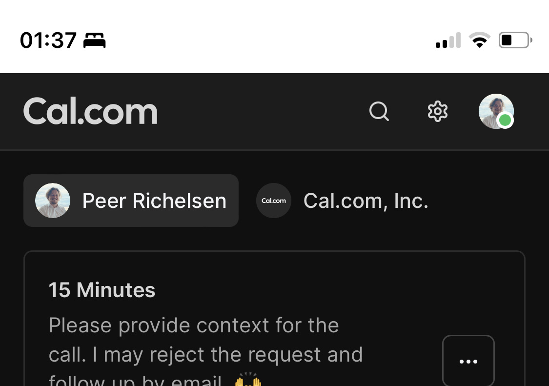 [CAL-1499] mobile: settings header height too small · Issue #8284 · calcom/cal.com · GitHub