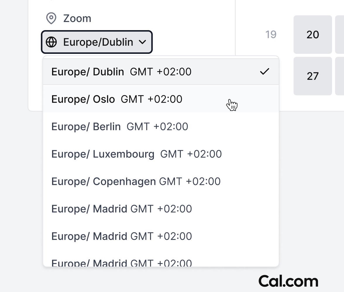 [CAL-1582] timezone dropdown has no contrast · Issue #8460 · calcom/cal.com · GitHub