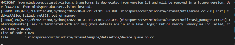 不知道怎么会出现错误： Out of memory. Memory malloc failed. · Issue #172 · mindspore-ai/mindspore · GitHub