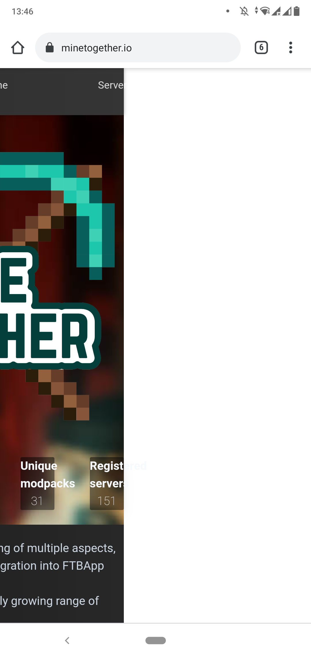 Website all but unusable on mobile devices · Issue #520 · CreeperHost/MineTogether · GitHub