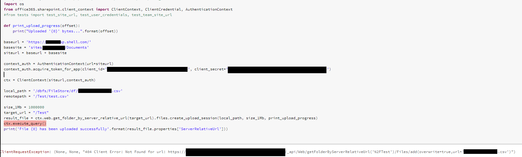 404 Client Error while trying to upload · Issue #383 · vgrem/Office365-REST-Python-Client · GitHub
